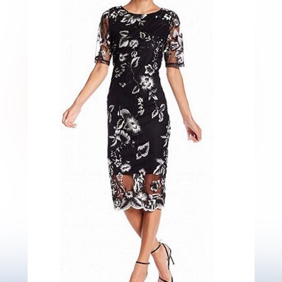 MARINA | Dresses | Marina Ladies Tulle Embroidered Sheath Dress | Poshmark